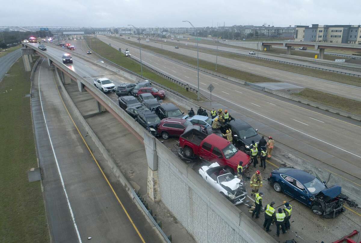 winter weather massive car pile-ups in austin dallas fort worth