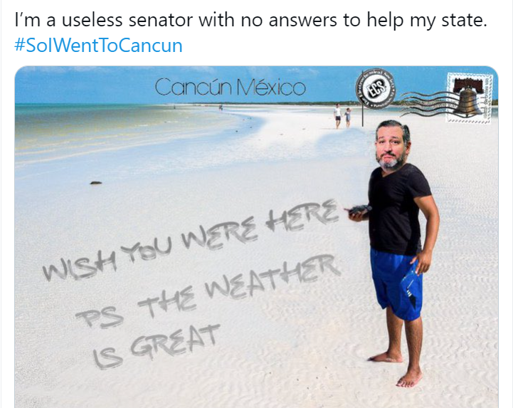 Internet roasts Ted Cruz for claiming he 'warned Texans early' of snowstorm