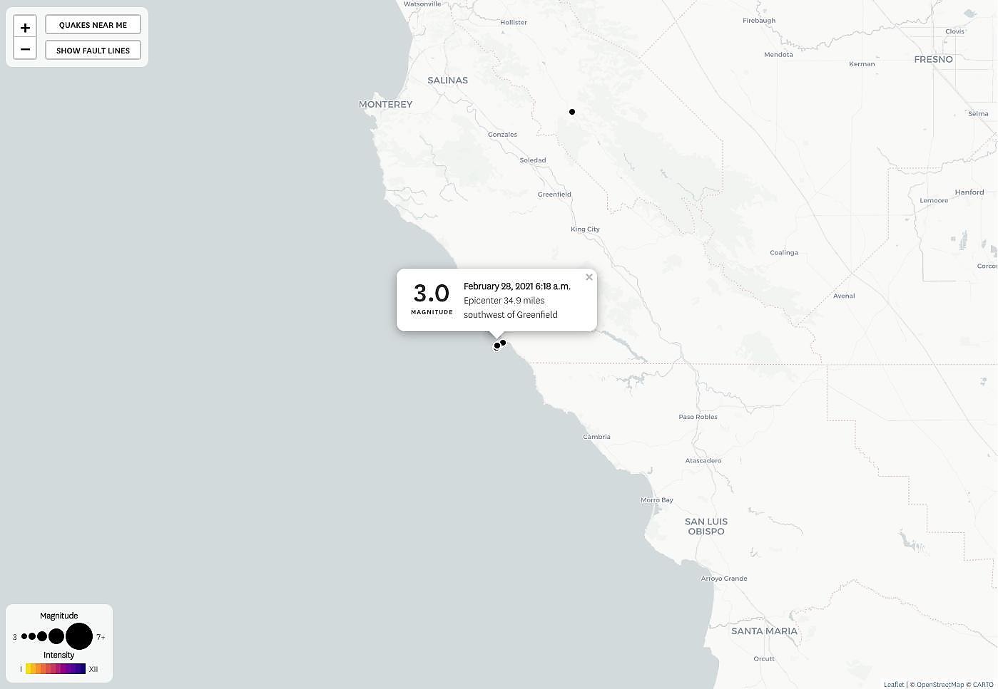 Swarm of earthquakes strikes off California’s Central Coast