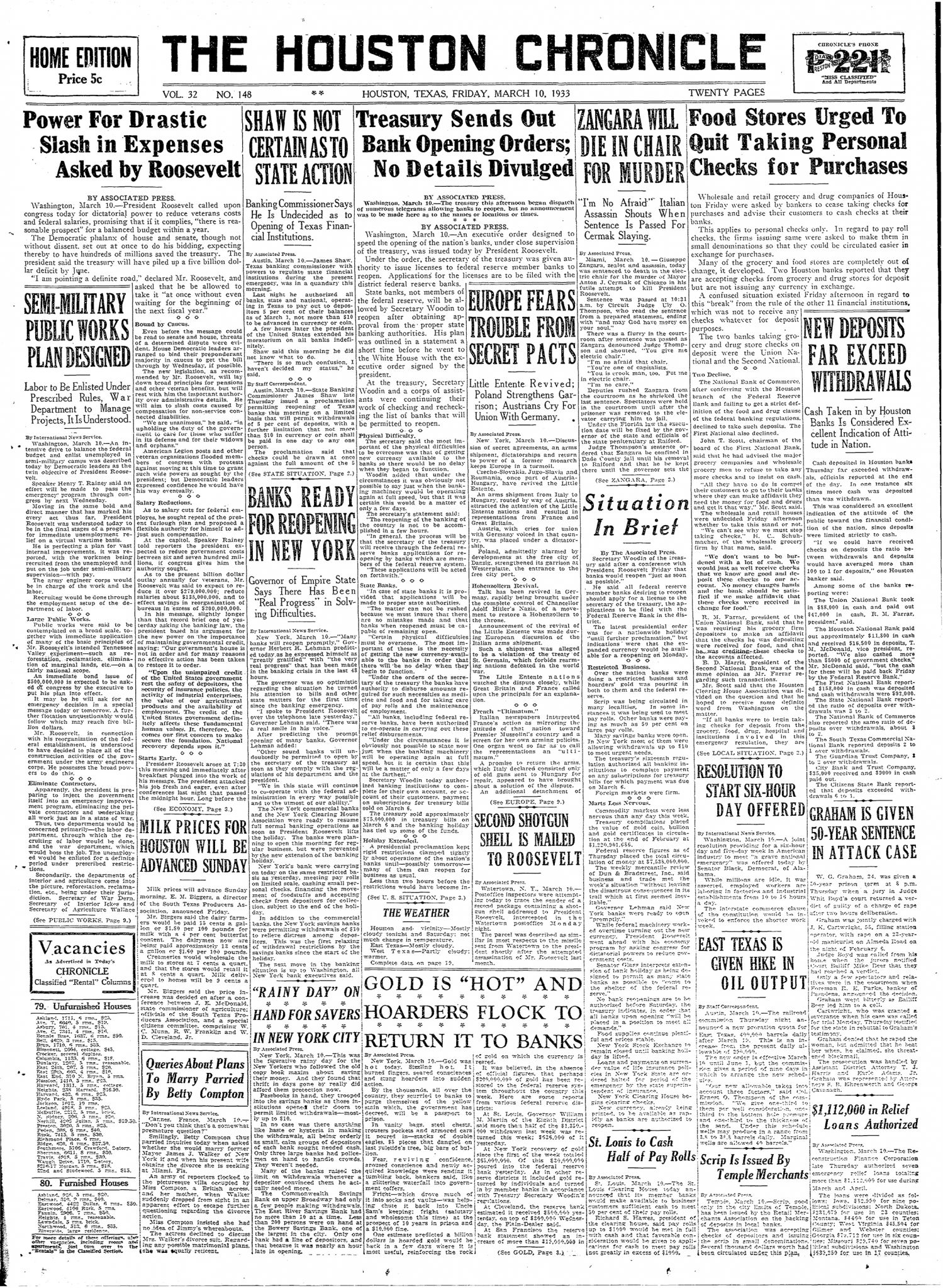 March 10, 1933: Preventing a banking disaster