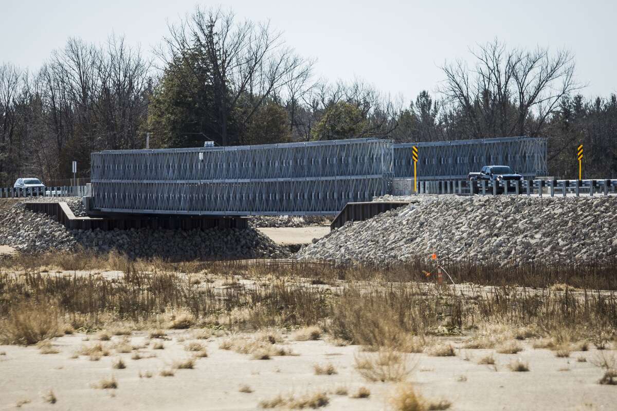 Temporary bridge opens on M-30 over Tobacco River
