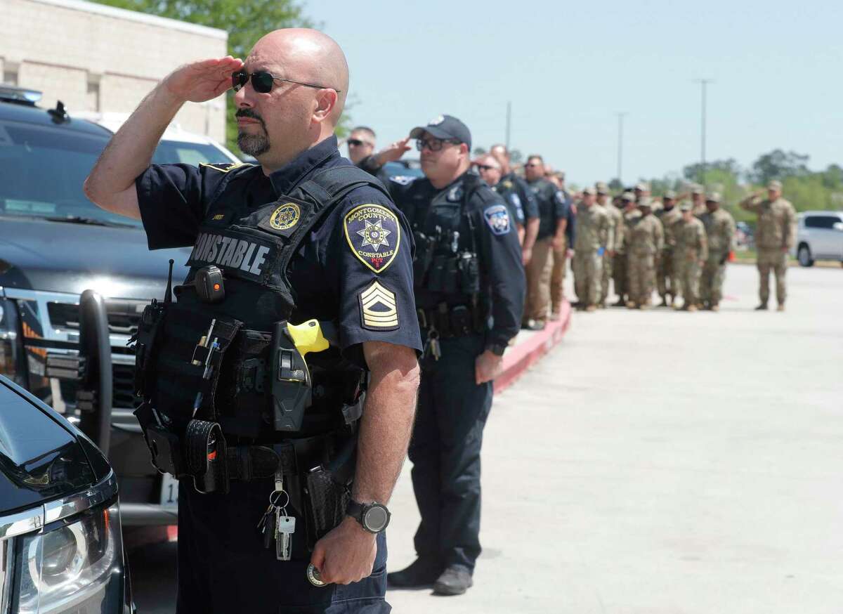 Montgomery County vaccination hub workers honor fallen Texas DPS trooper
