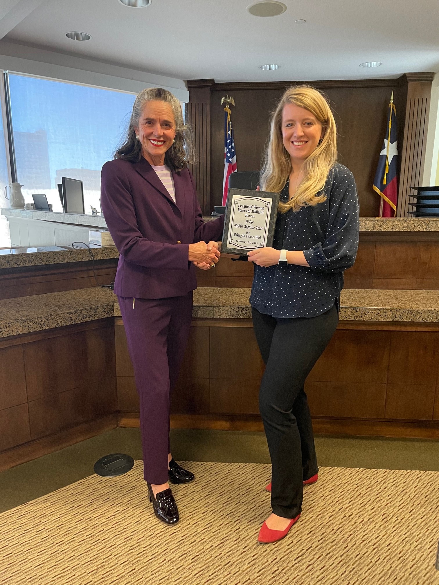 League of Women Voters honors Judge Darr for role in making democracy work