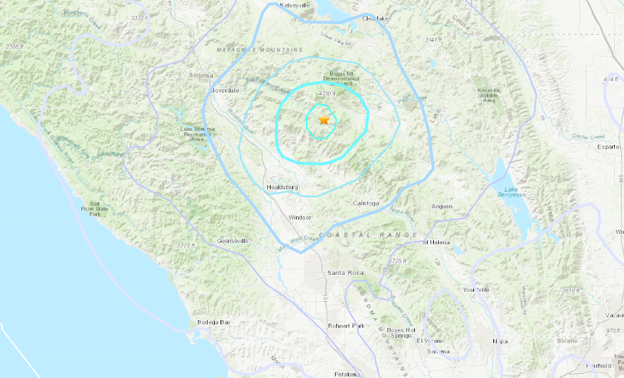 Magnitude 4.0 earthquake strikes near Anderson Springs, CA