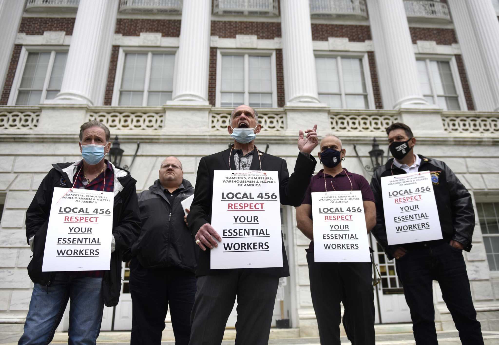Photos: Unionized workers hold protest rally in Greenwich