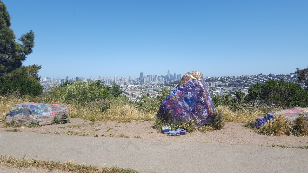 The rock at the top of San Francisco's Bernal Heights Park painted ...