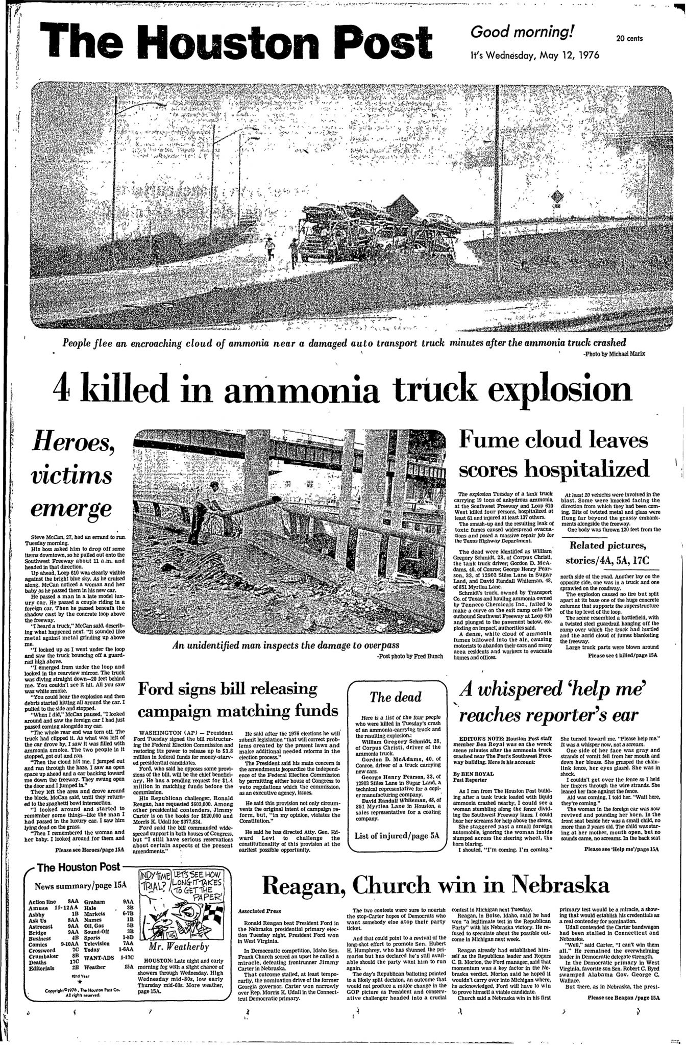 Today in Houston history, May 12, 1976: Coverage of the ammonia truck ...