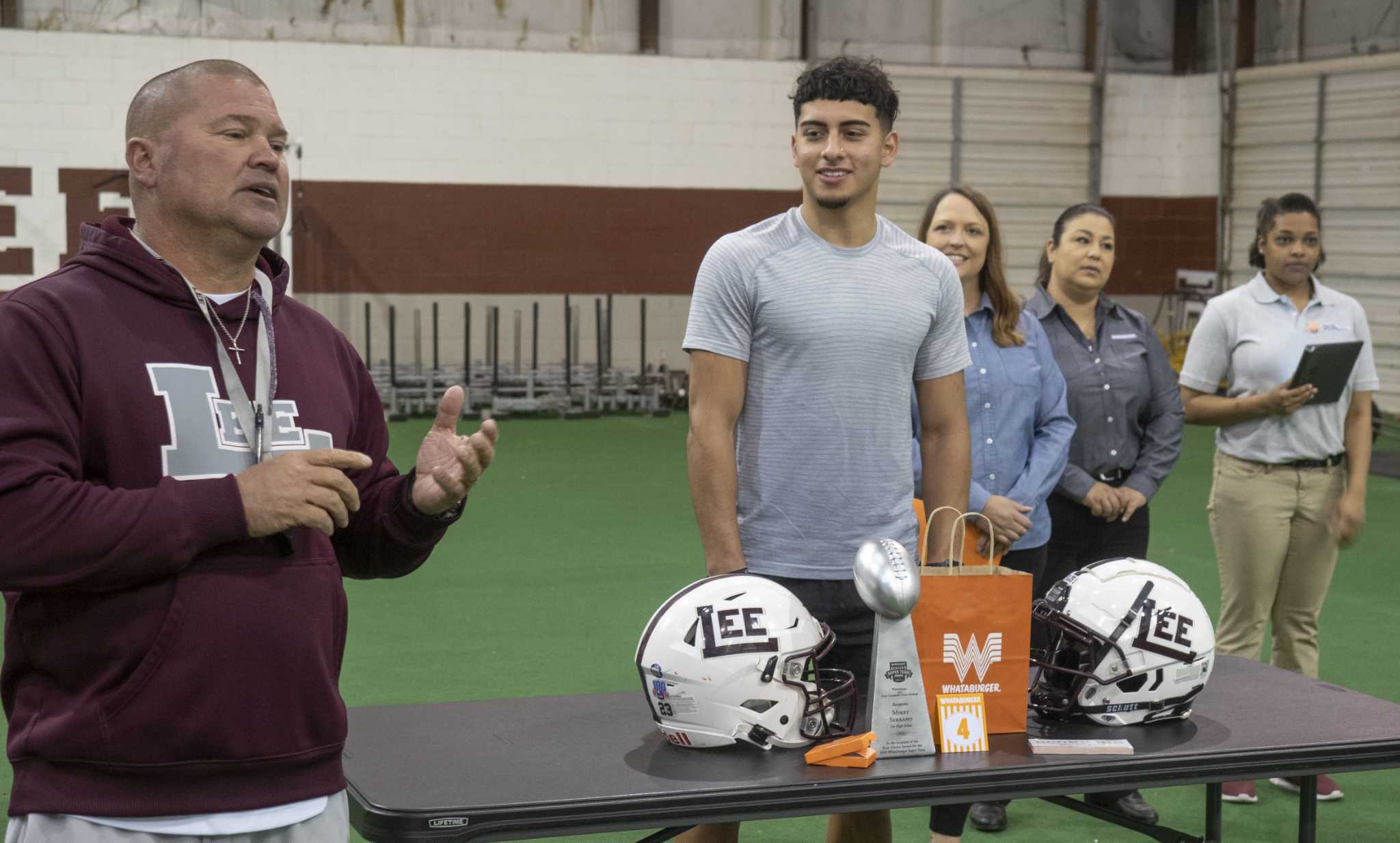 PHOTOS: Lee QB Serrano receives Whataburger Super Team award