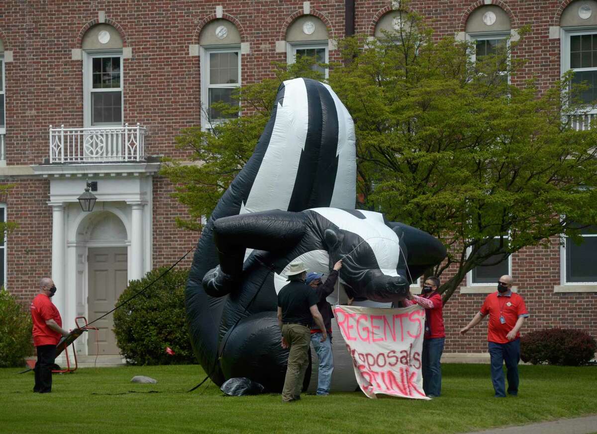 Alongside 14-foot inflatable skunk, CSCU faculty say proposed contracts ...