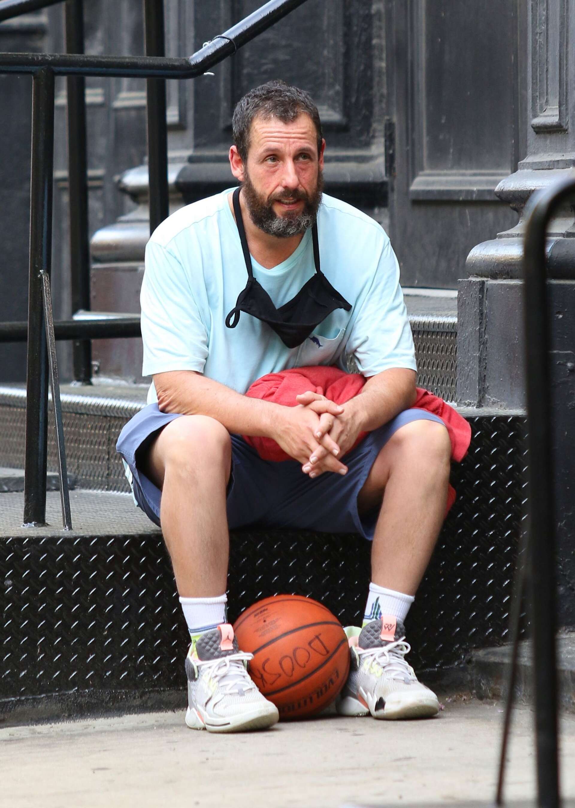 A UTSA student balled up with Adam Sandler