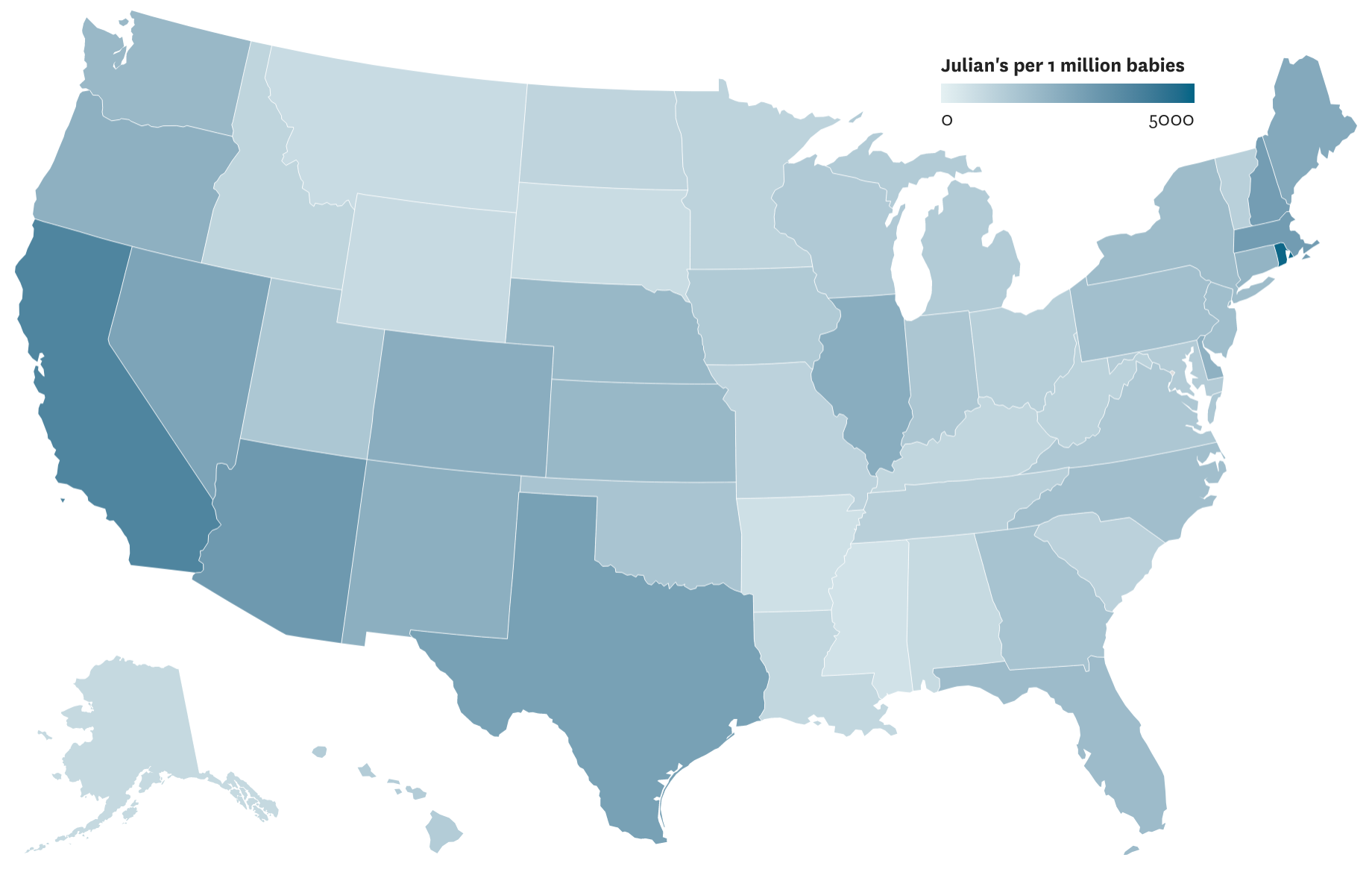 Sebastian, Julian, and Camila were unusually popular baby names in ...