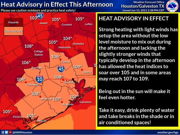 Heat advisory in effect for Houston region