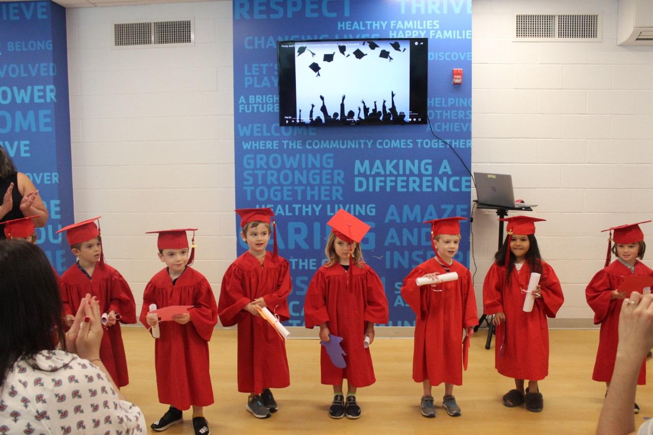 New Canaan YMCA Rainbow Station preschool students graduates