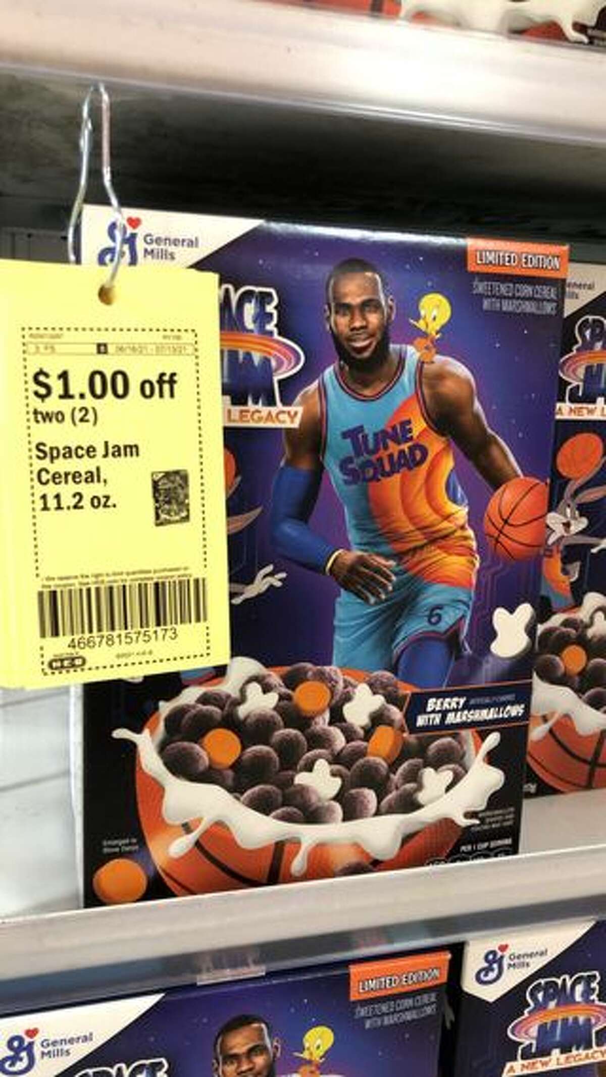 Space Jam cereal box with LeBron James is on sale at H-E-B