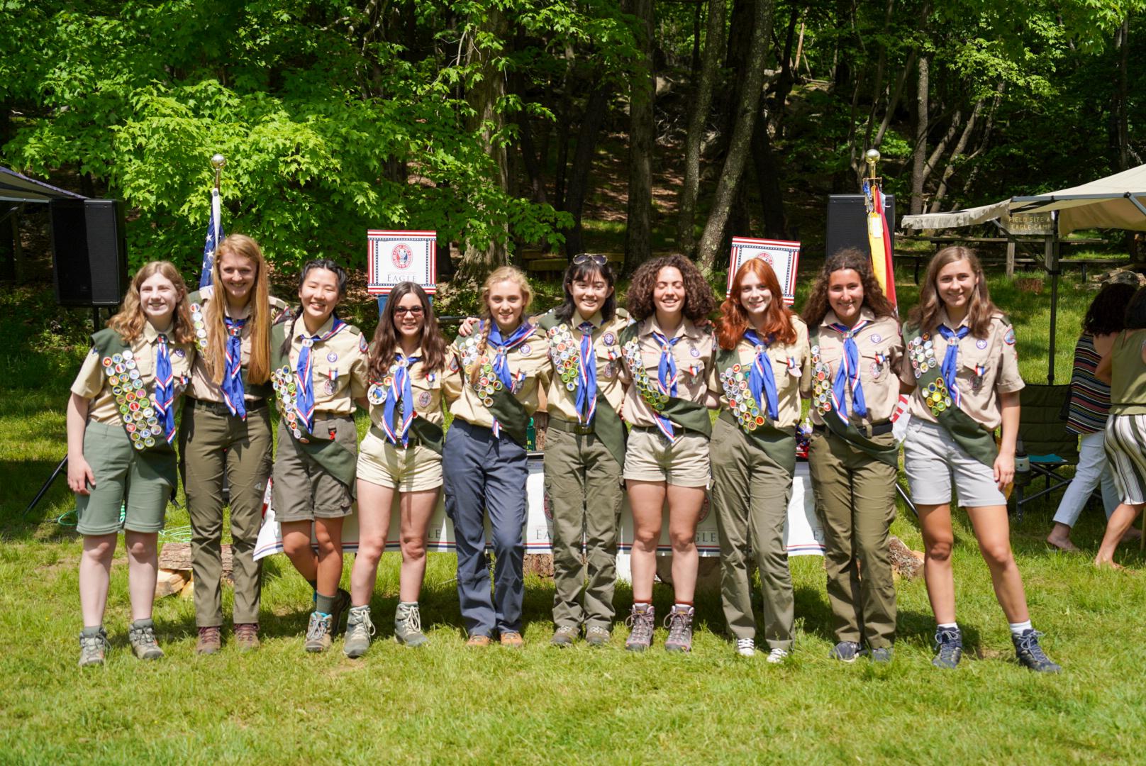 Ridgefield's all-female scout troop honors its first Eagles