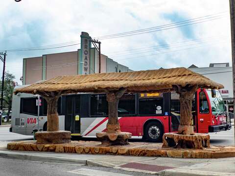 The faux bois, treelike bus stop in Alamo Heights has stood its ground ...