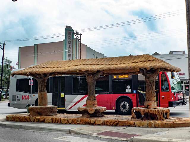 The faux bois, treelike bus stop in Alamo Heights has stood its ground ...