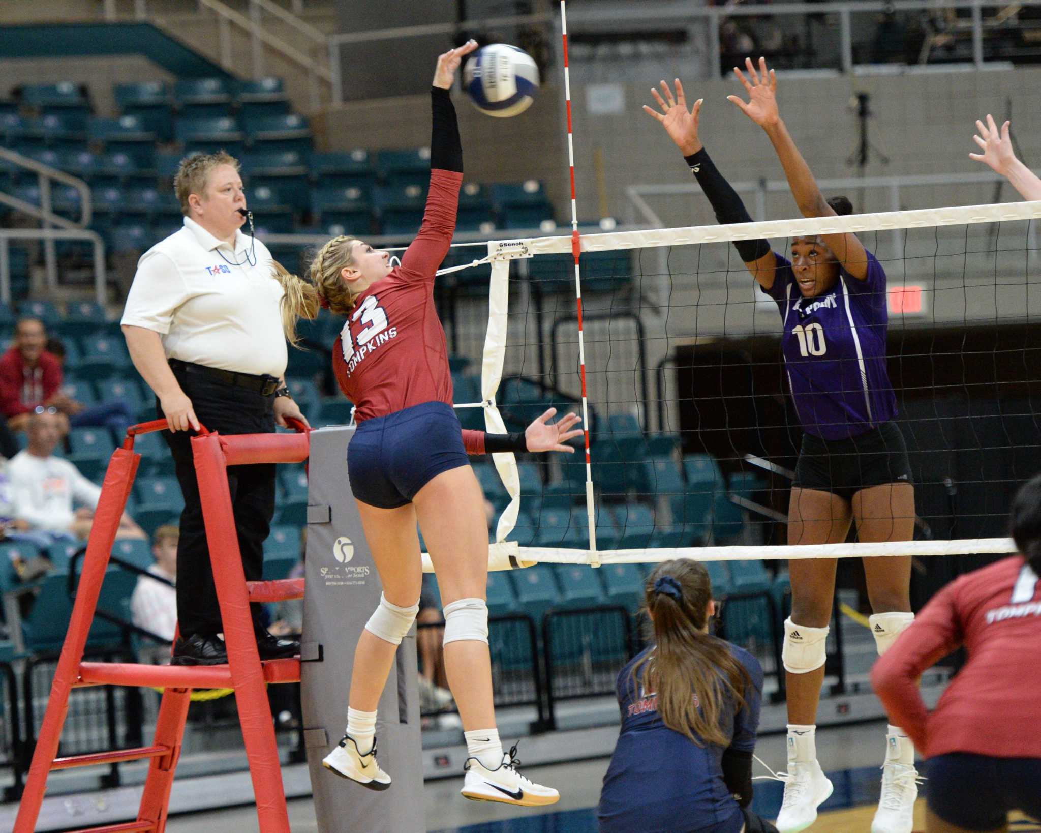 Tompkins takes early lead in 19-6A volleyball