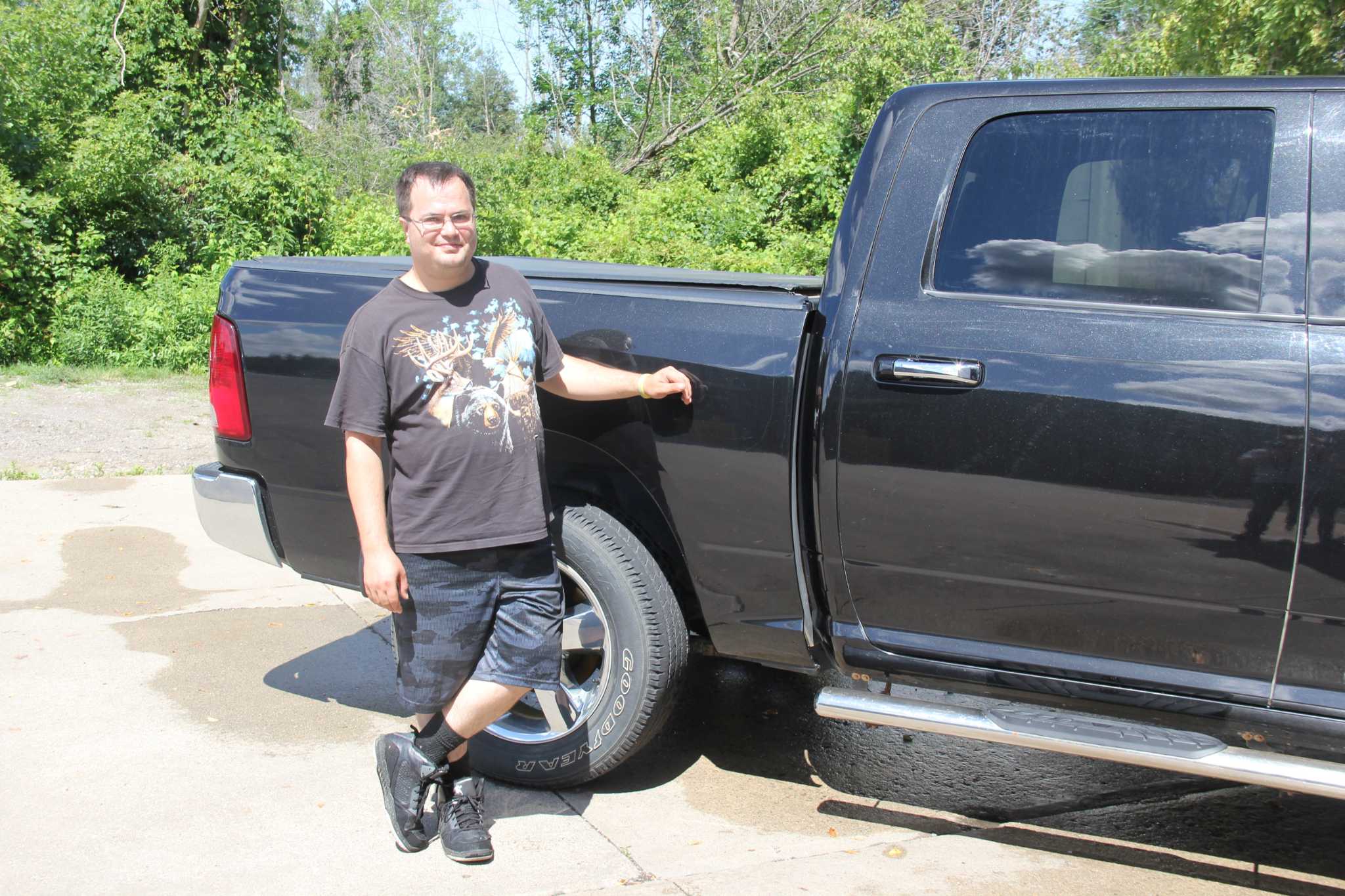 Harold Maurer makes the most of his car wash