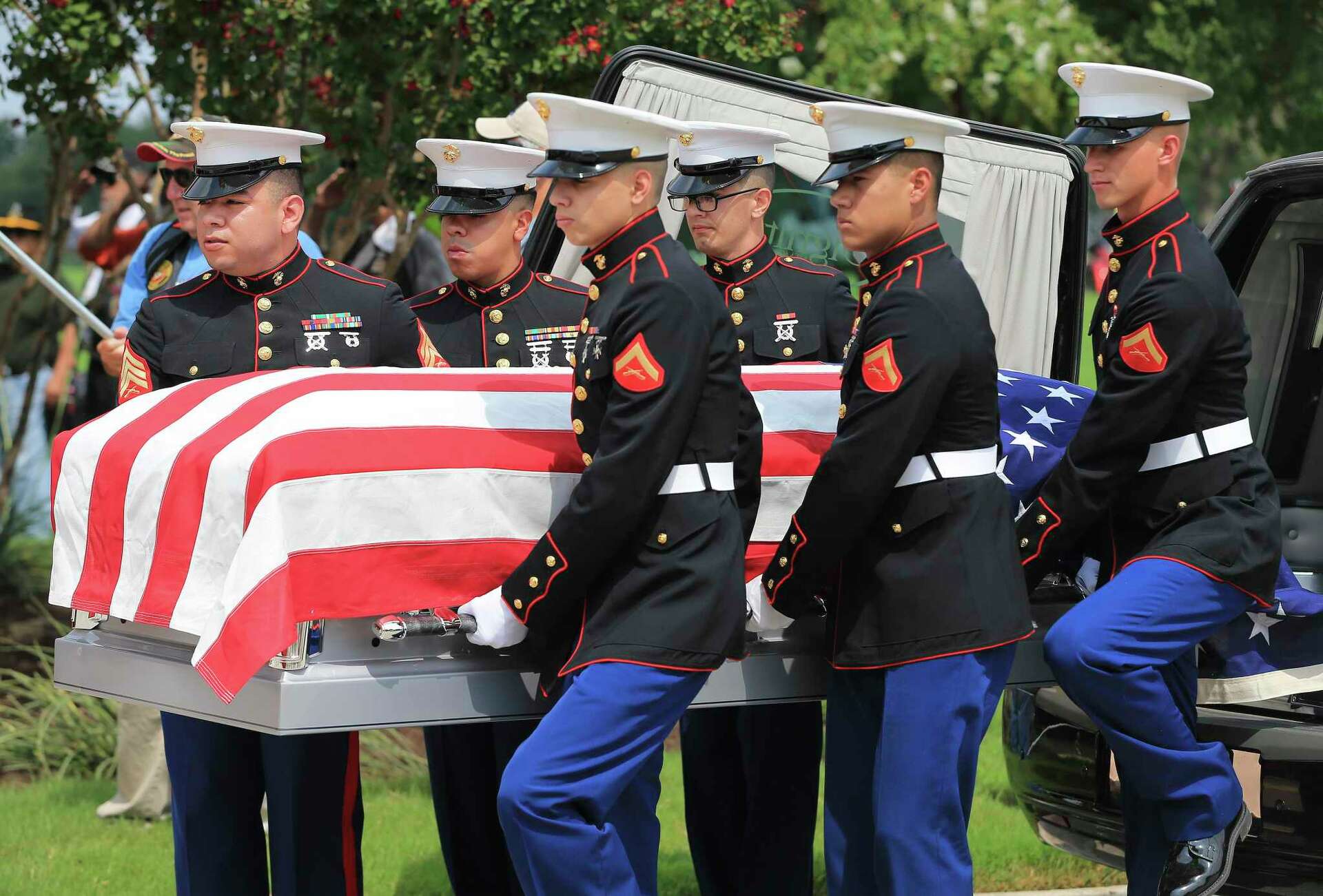 To honor their fallen Marine — returned to Texas at last — a scattered ...