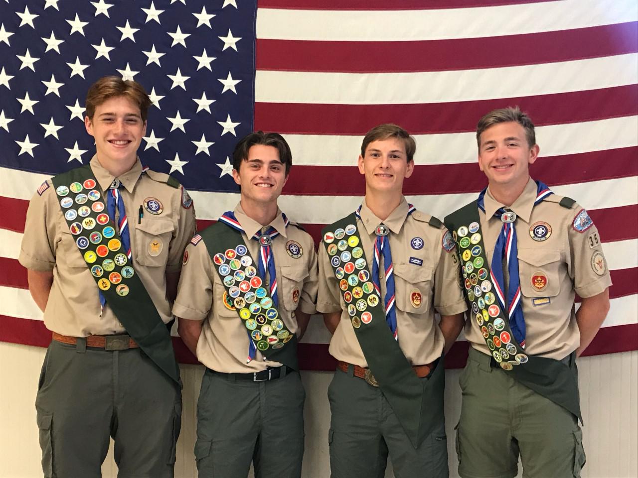 Darien Scout Troop 35 members celebrate a flock of eagles