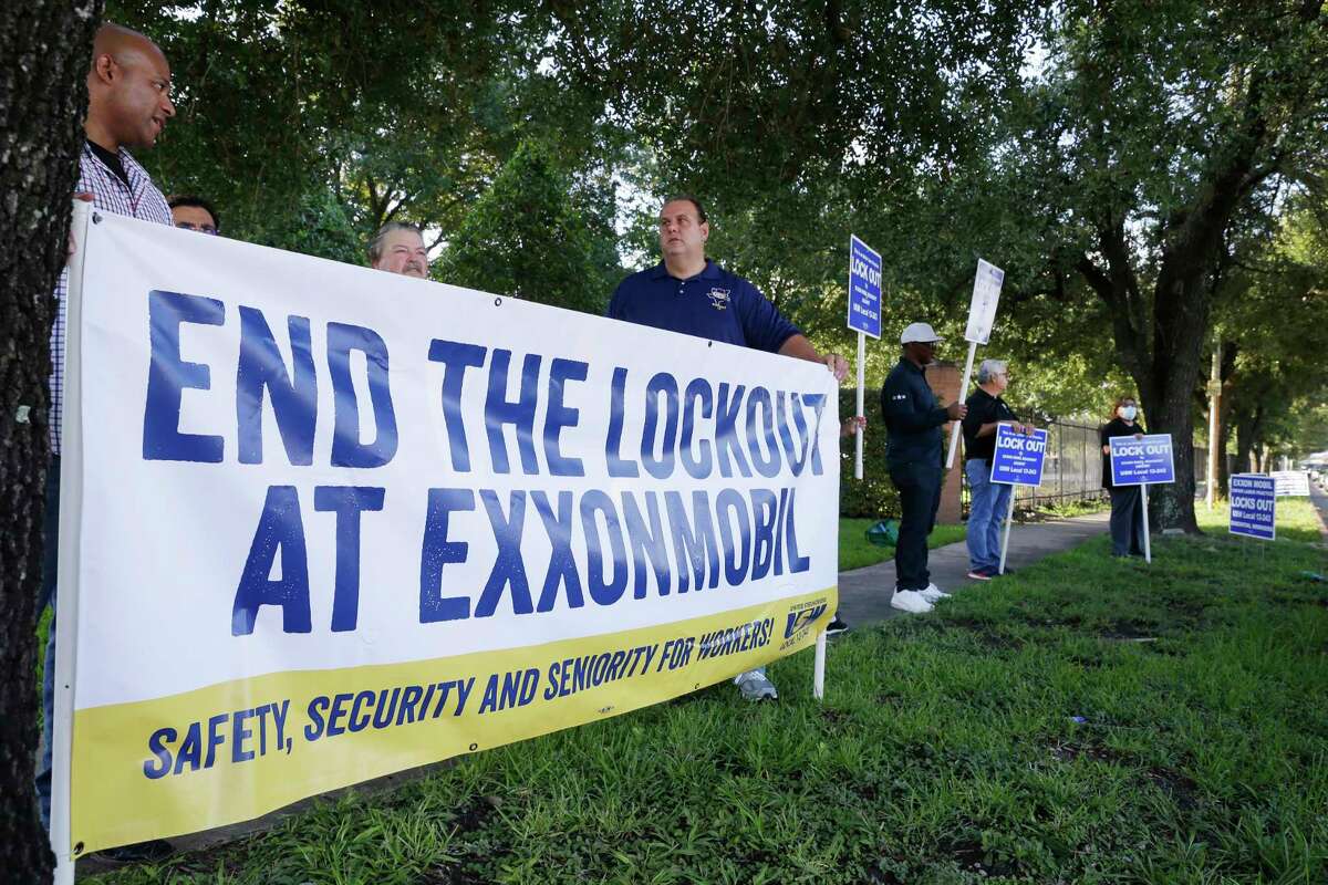 Exxon workers locked out of Beaumont refinery bring protest to OTC