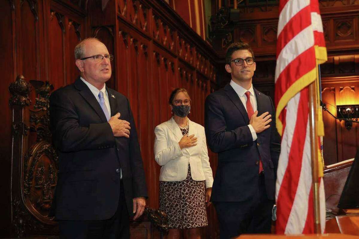 Republican Ryan Fazio takes the oath of office as a new state senator