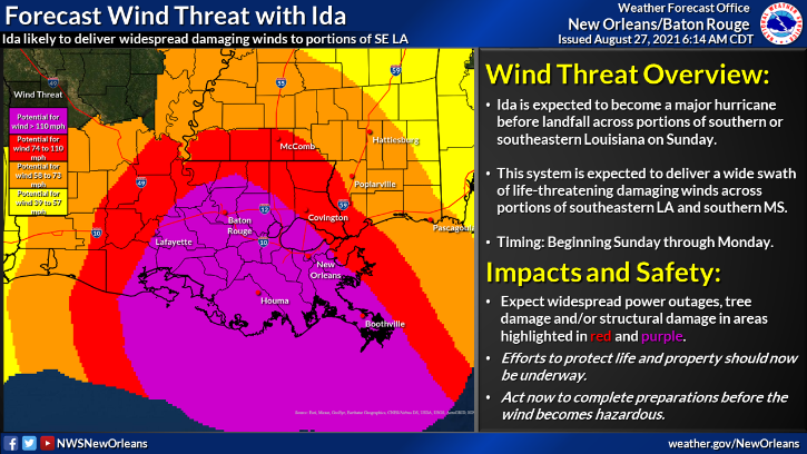 National Weather Service maps for Ida