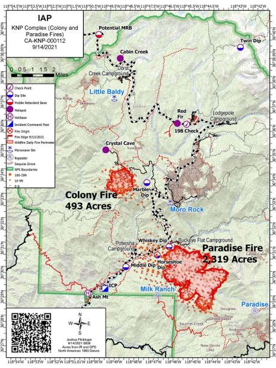 Maps show where KNP Complex fires are burning in Sequoia National Park