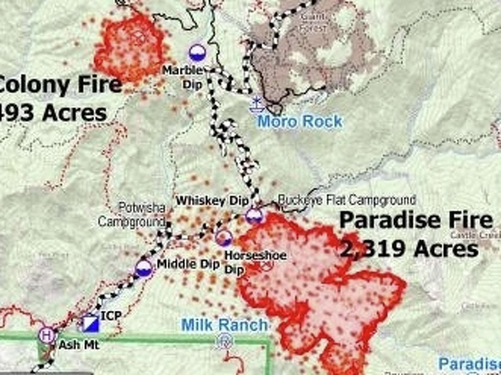 Maps show where KNP Complex fires are burning in Sequoia National Park