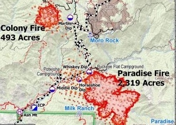 Maps show where KNP Complex fires are burning in Sequoia National Park