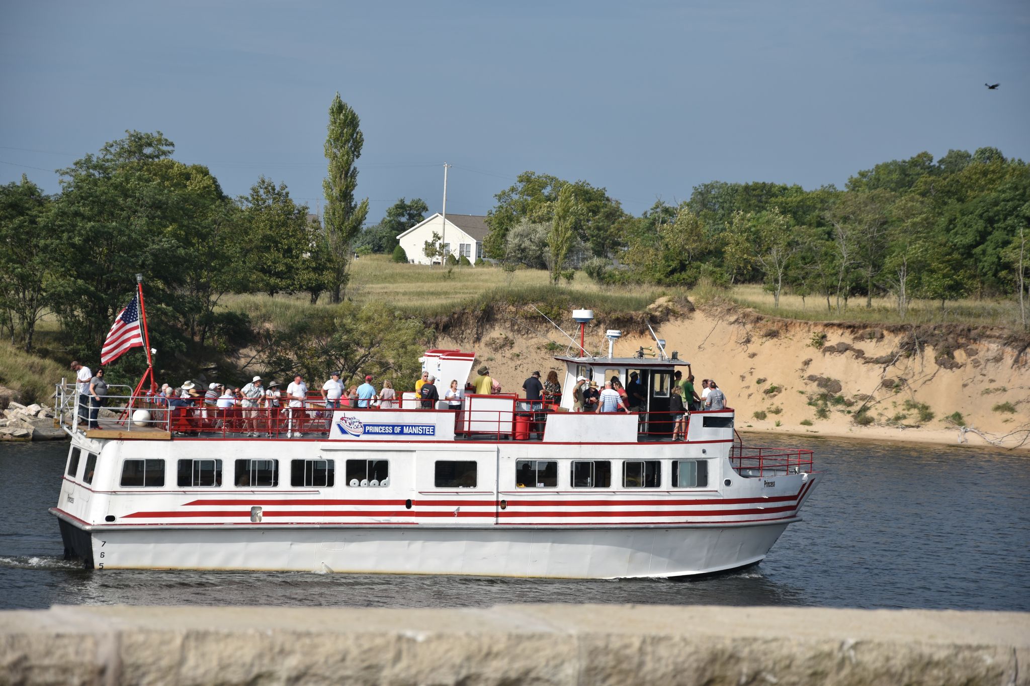 VIDEO: Princess of Manistee cruises the river channel Friday