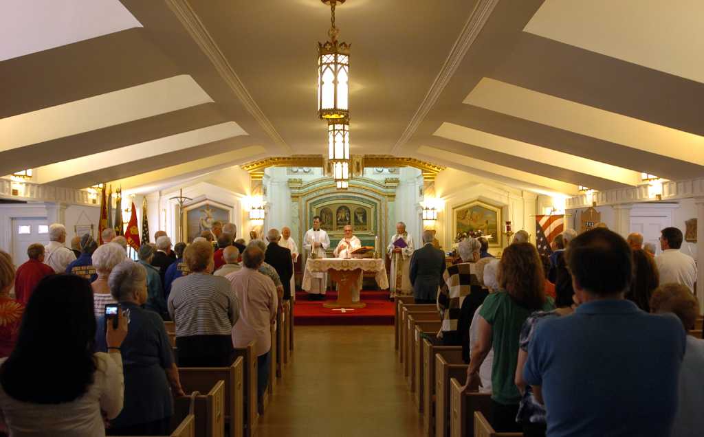 At the shrine, a monument to veterans is blessed
