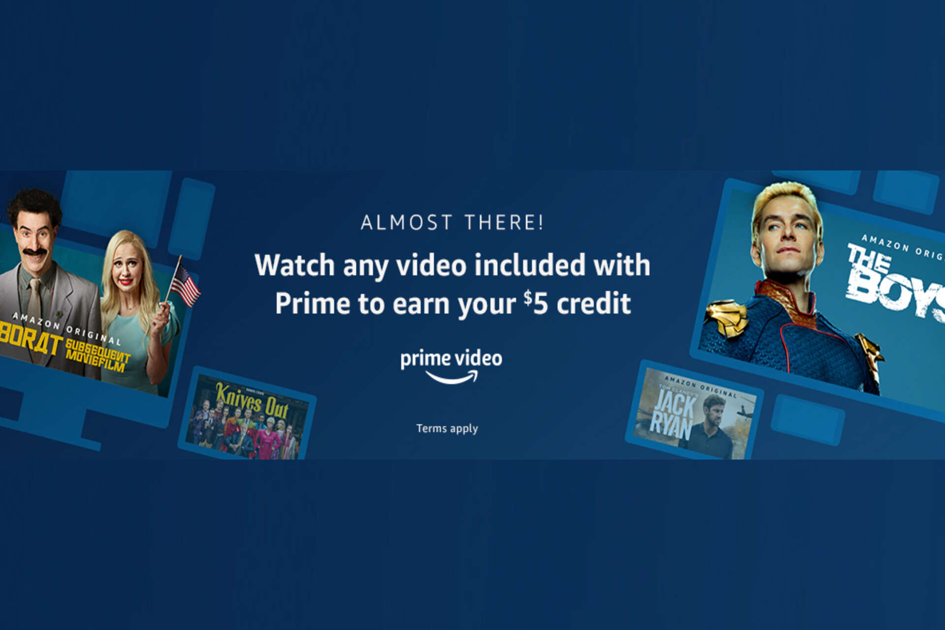 Get a $5 credit when you watch any movie or TV show on Amazon Prime Video