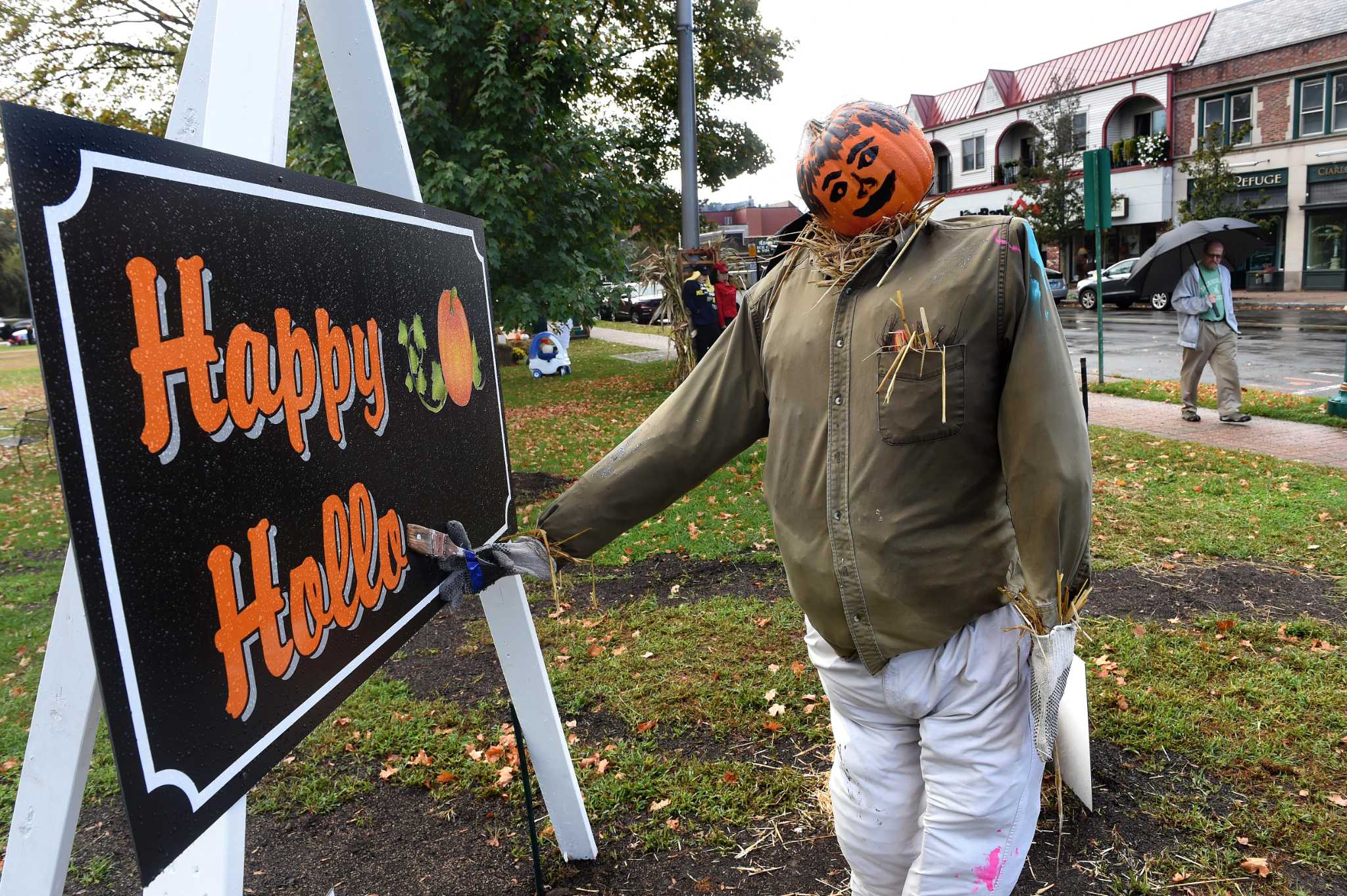 Check out the scarecrow displays in Branford. Or make one. There’ll be pie
