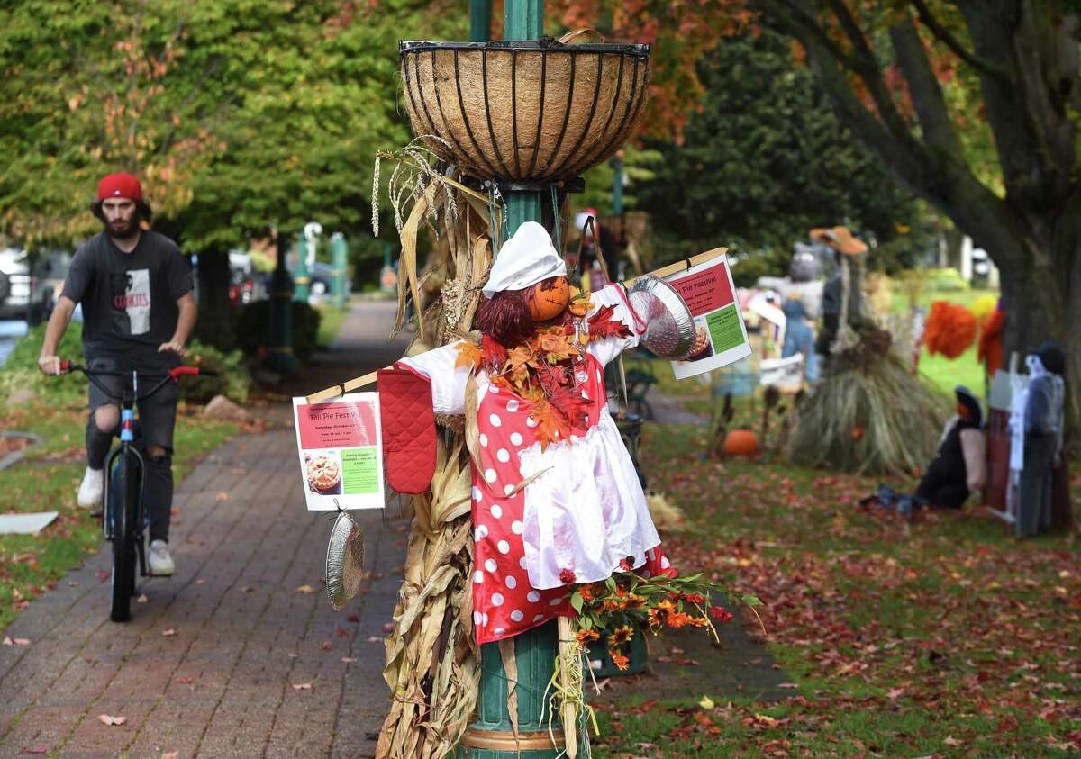 Check out the scarecrow displays in Branford. Or make one.