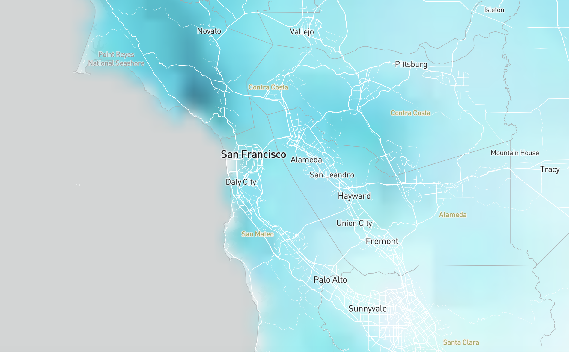 This map shows where it rained hardest in the Bay Area this weekend