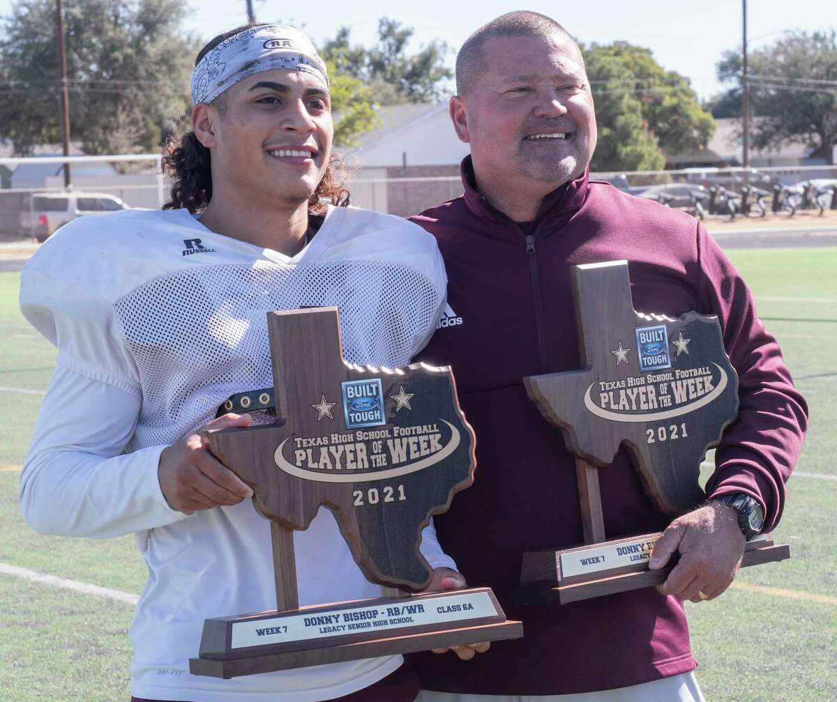 Legacy's Donny Bishop receives Built Ford Tough Player of the Week trophy