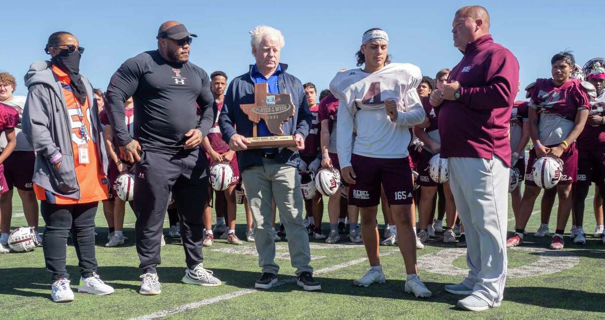 Legacy's Donny Bishop receives Built Ford Tough Player of the Week trophy