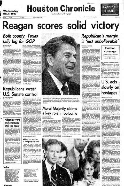 Today in history, Nov. 5, 1980: Ronald Reagan, GOP win big in Harris ...