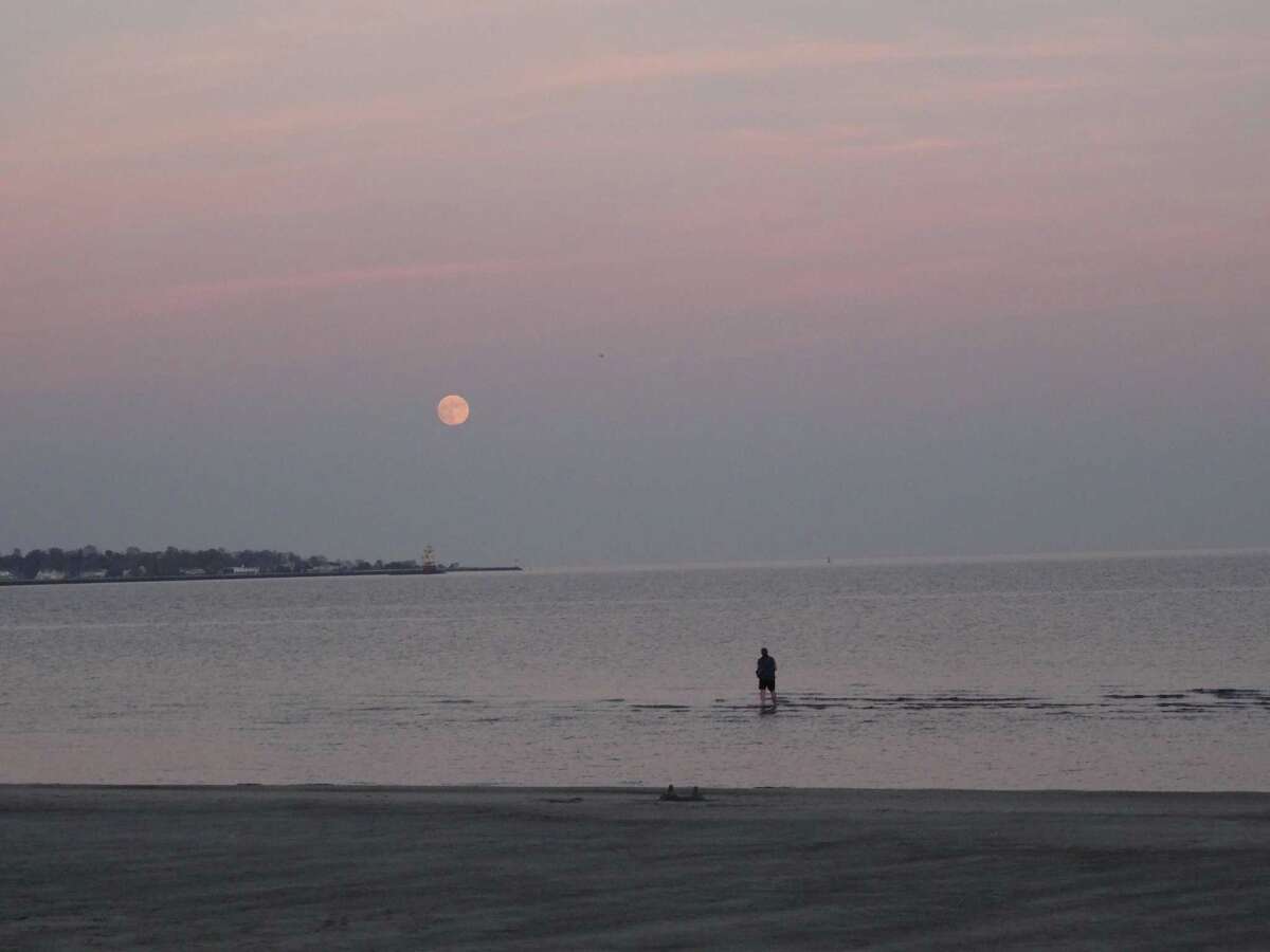 In photos: Beaver Moon rises over Long Island Sound