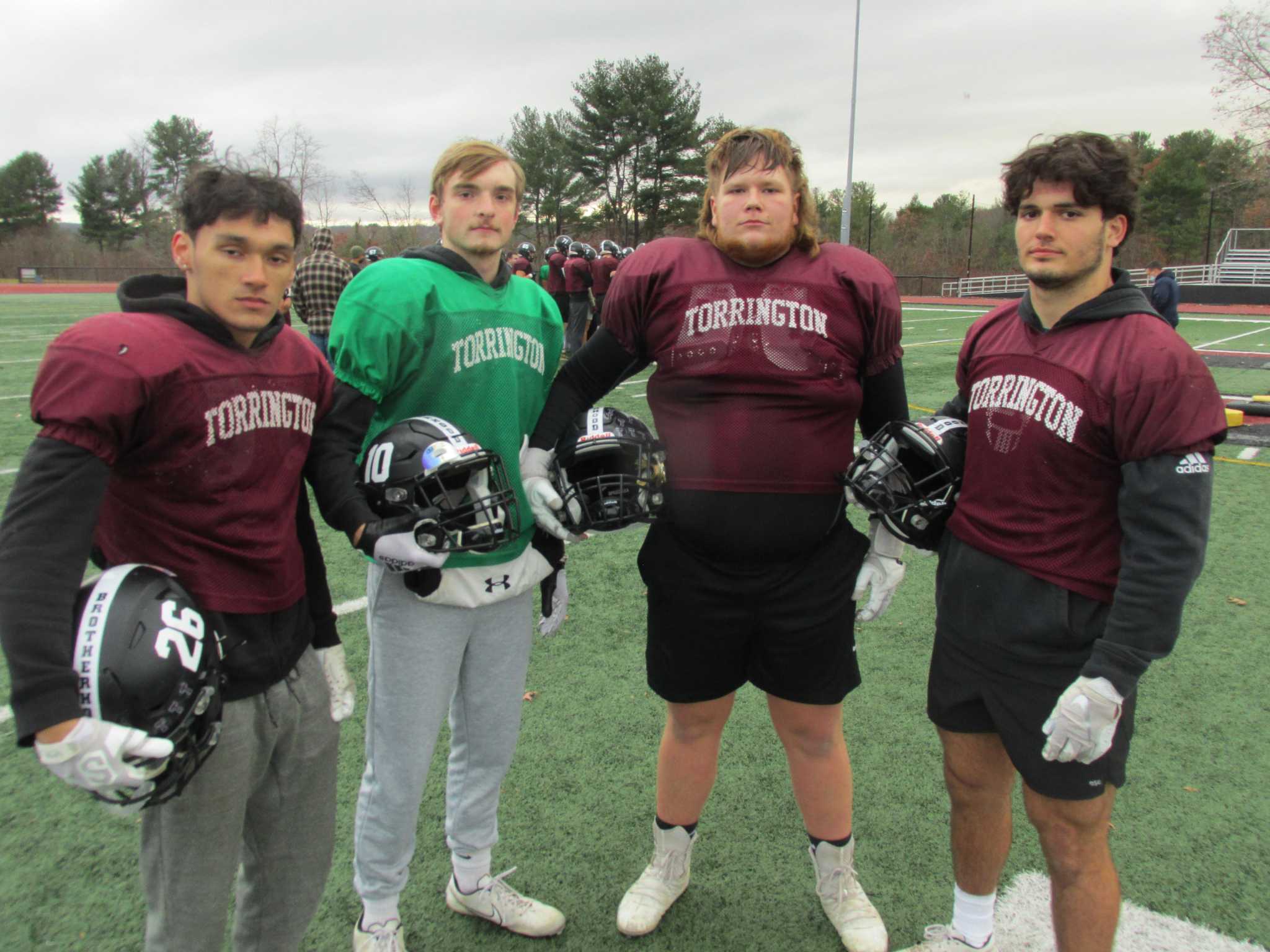 Torrington, Watertown football playing for Helmet, Class M playoff berth