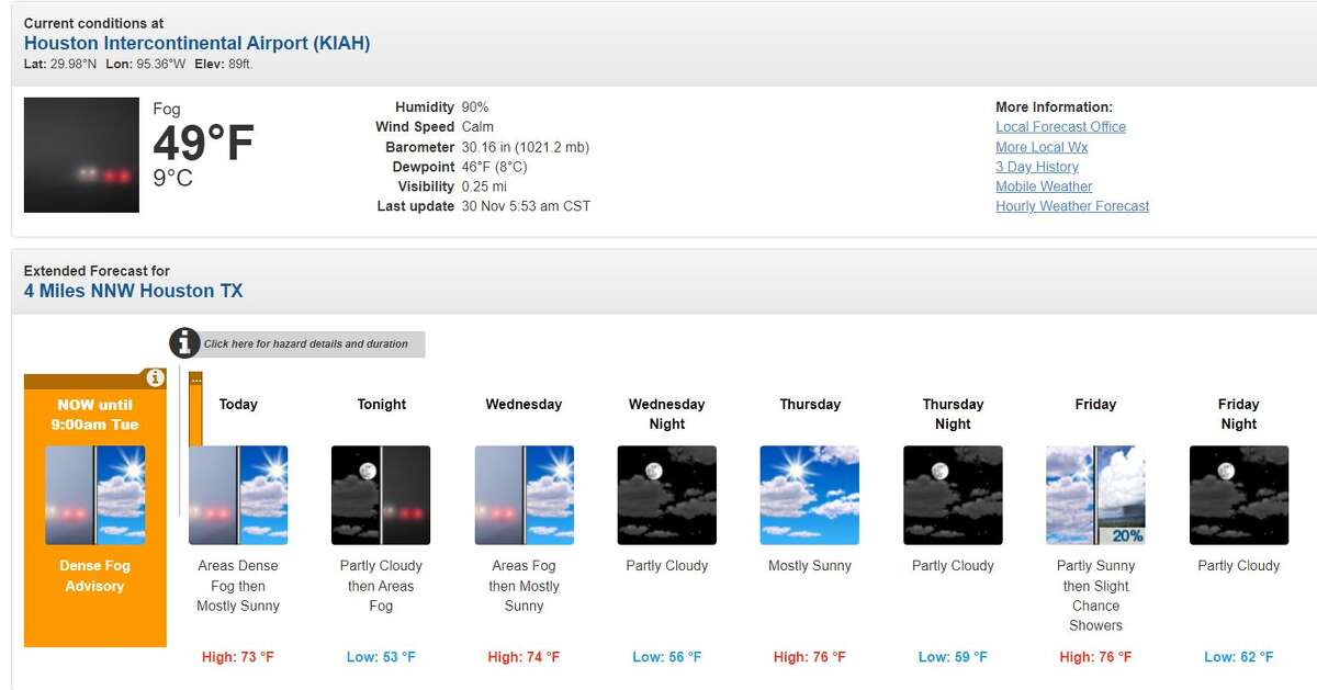 Houston under dense fog advisory, NWS advises drivers to leave 'plenty ...