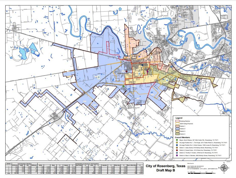 Rosenberg releases newest City Council redistricting draft map
