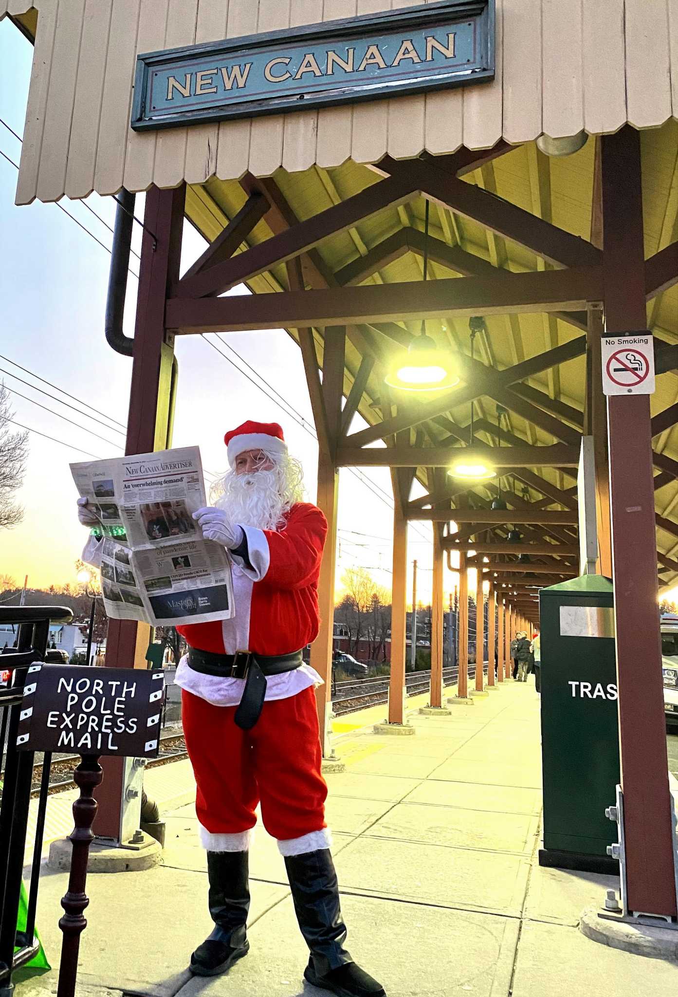 Santa Claus seen at the New Canaan train station