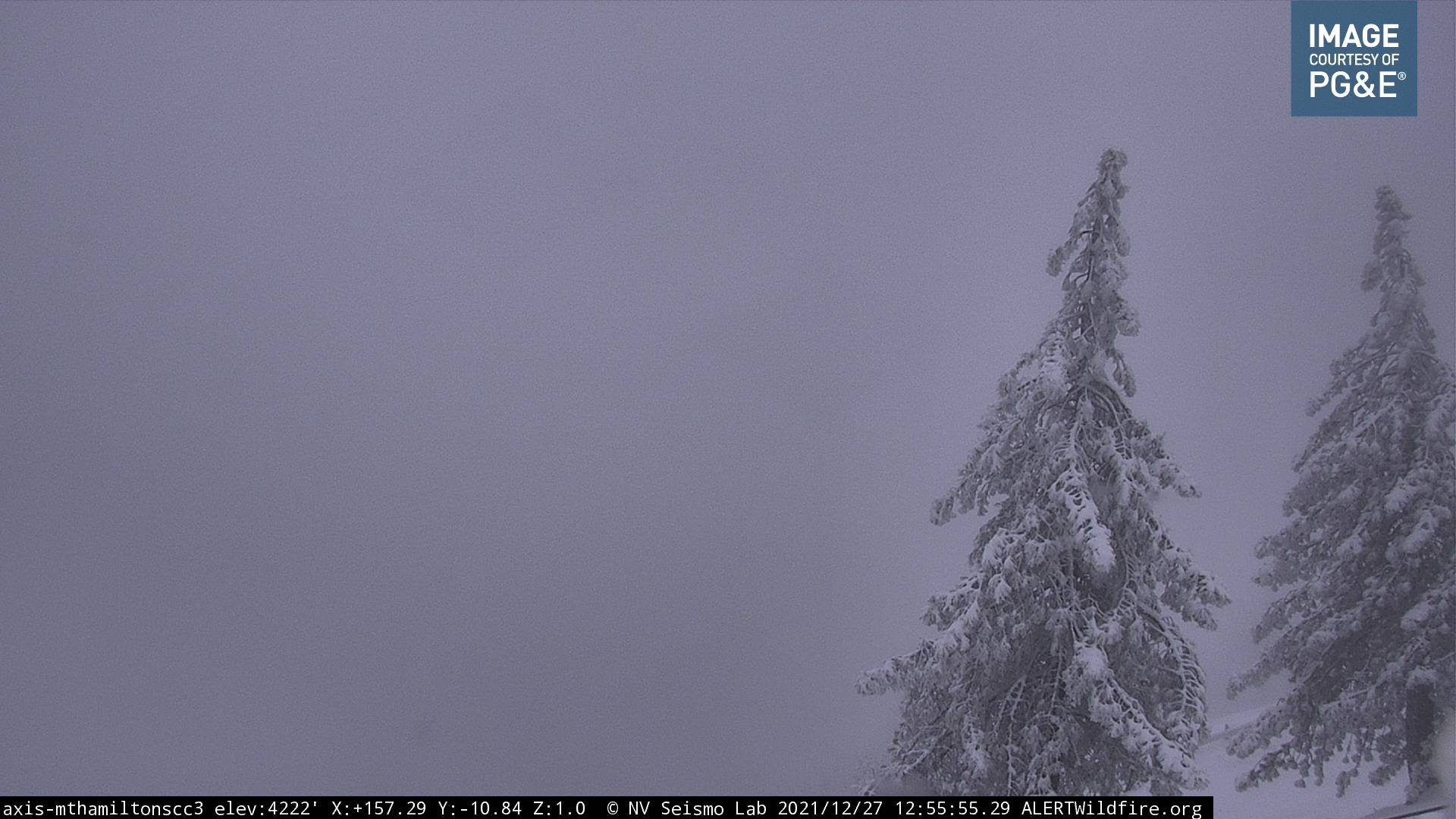 Snow falls on Mount Hamilton overnight, up to 1 foot possible