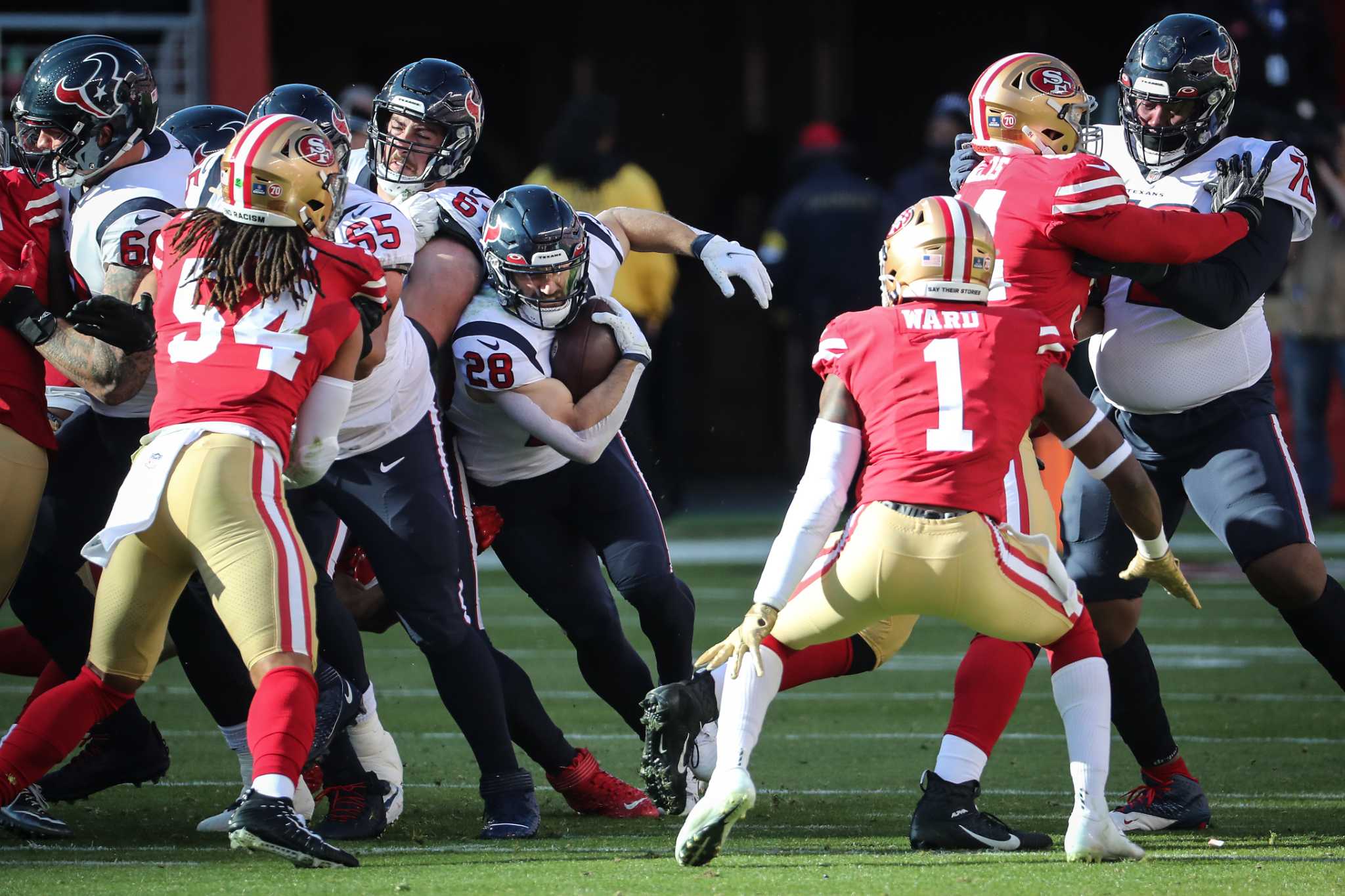 Texans' hopes crumble during second half of loss to 49ers