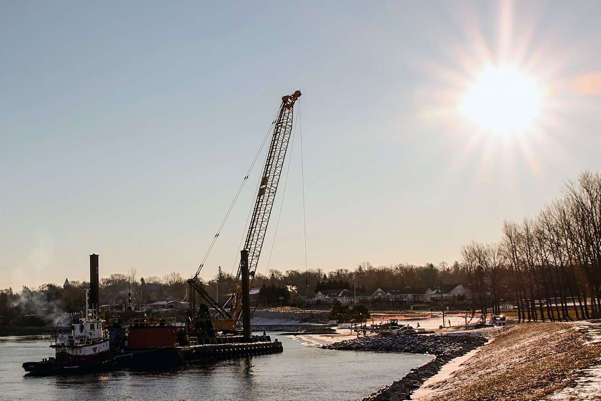 PHOTOS: Large barge near First Street Boat Launch