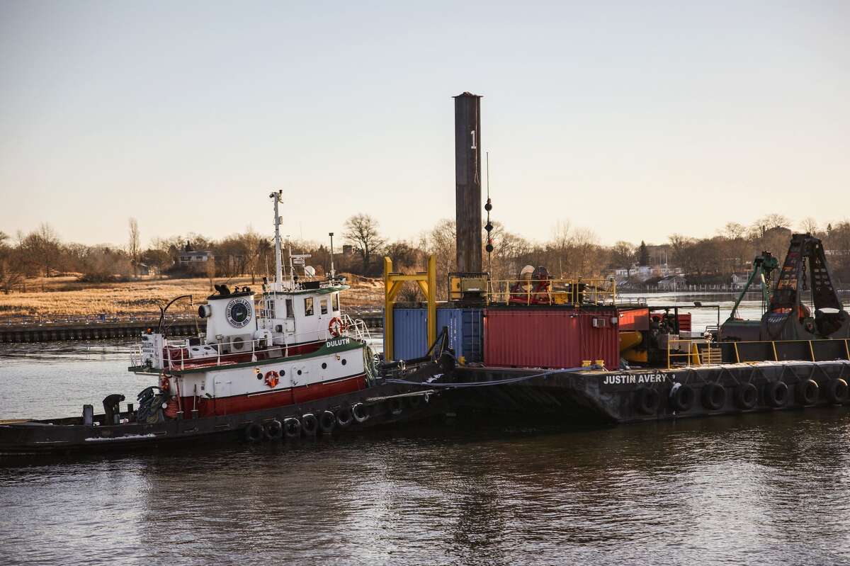 PHOTOS: Large barge near First Street Boat Launch