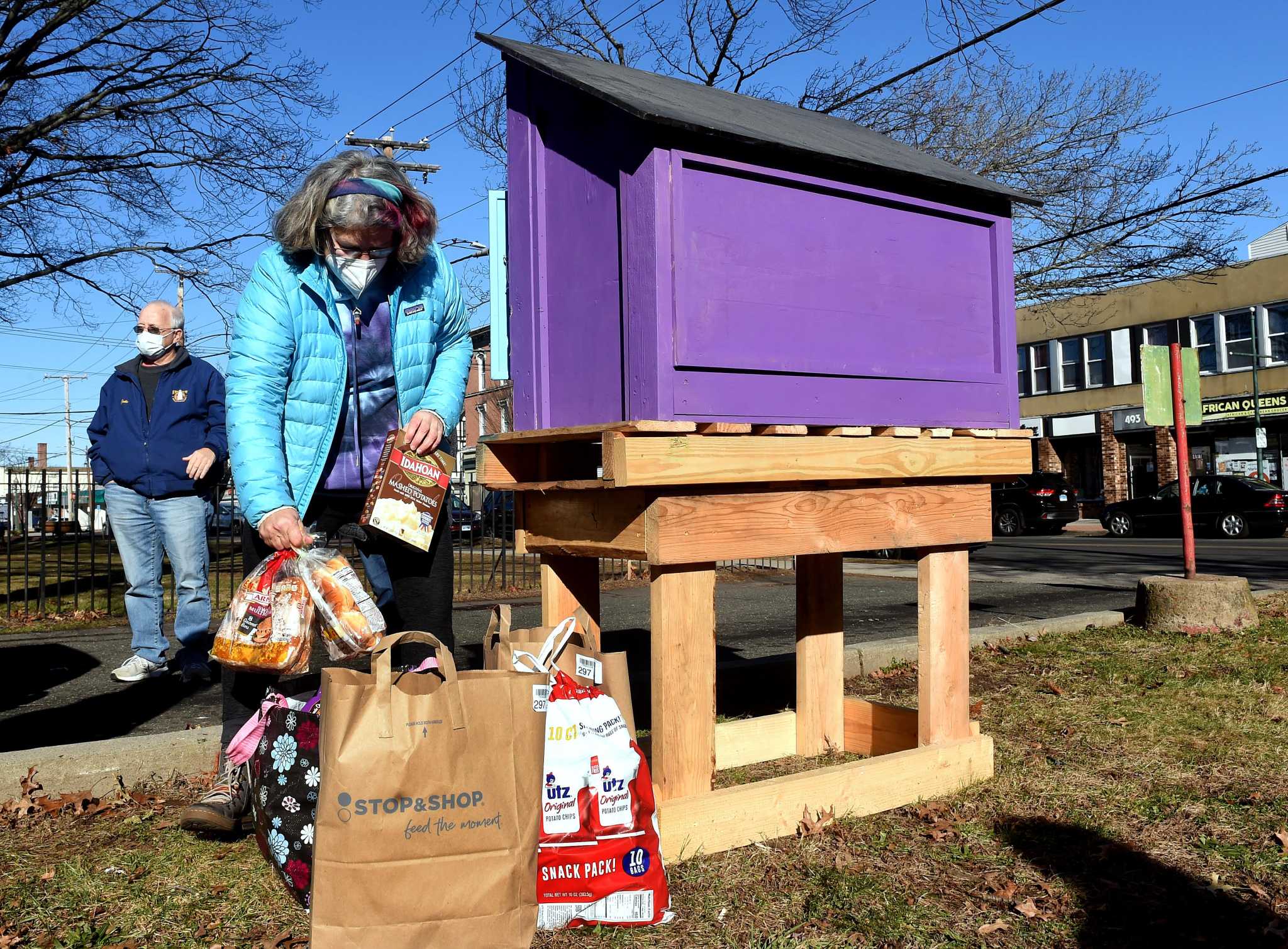 Purple Pantry Box on West Haven Green to help fight hunger